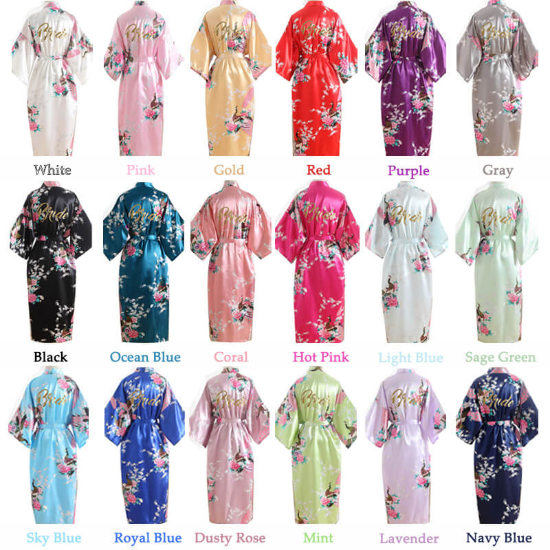Floral Silk Bridal Party Robes Bridesmaid Robes 18 Colors In – NZ Bridal